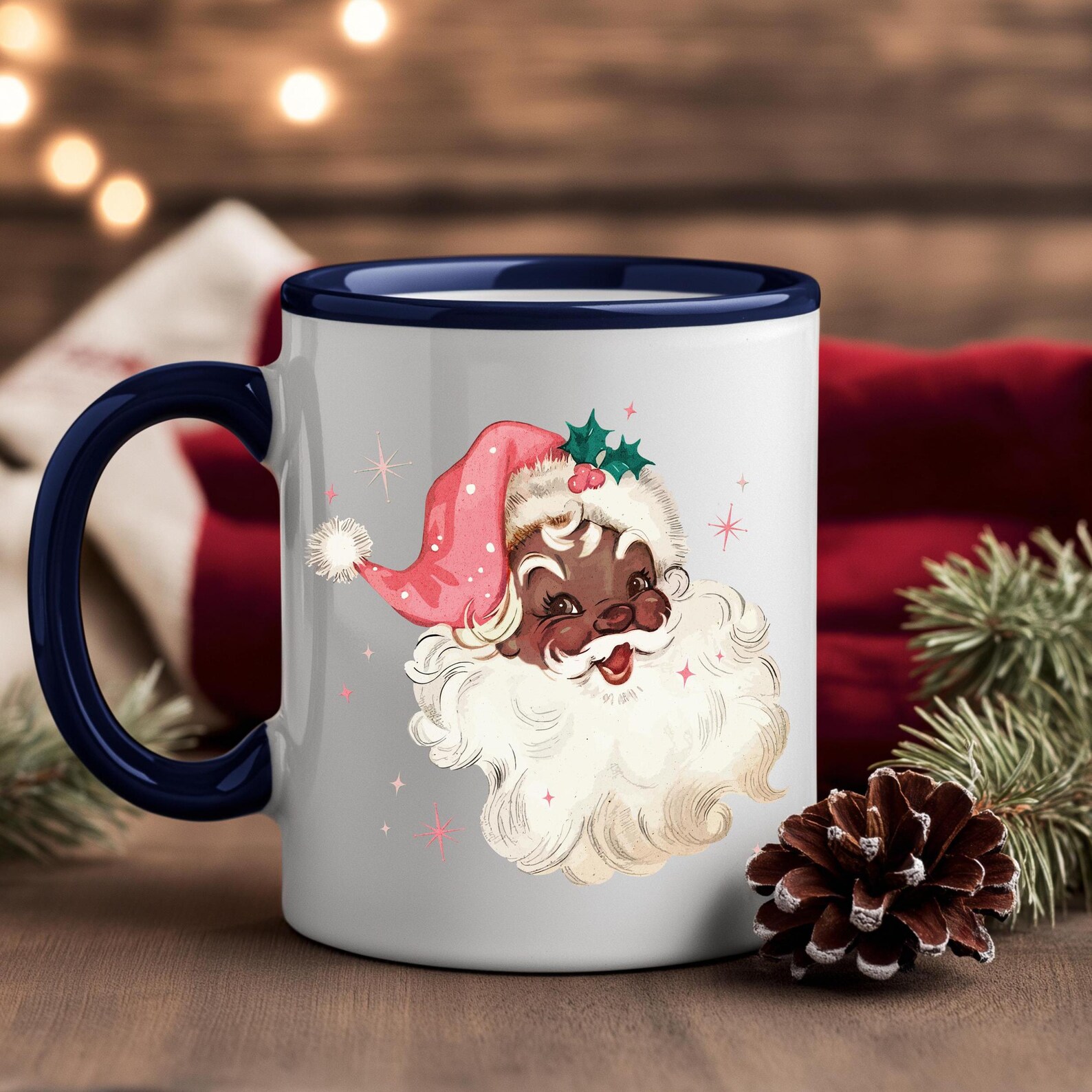 Vintage African American Santa Claus Coffee Mug, Black Santa Gift ...