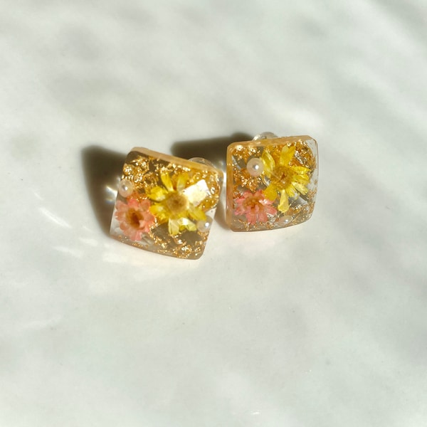 Resin Stud Earrings - Etsy