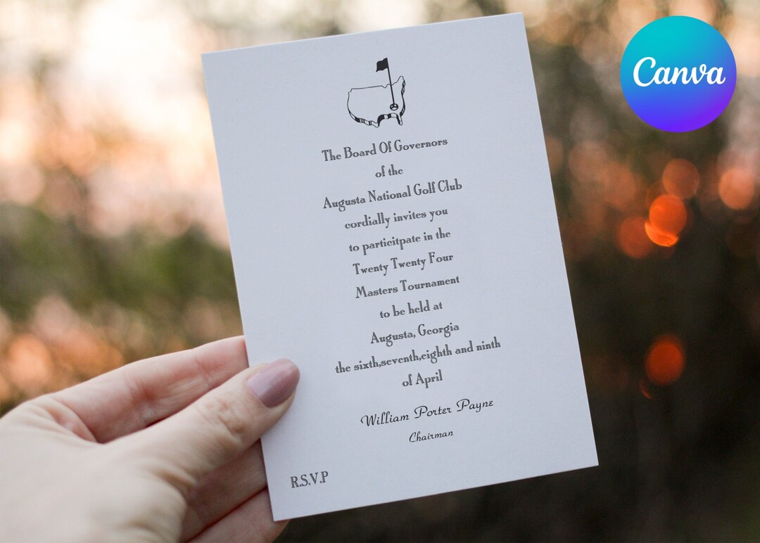 Masters Tournament Invitation: Golf Party, Bachelor Party (digital ...