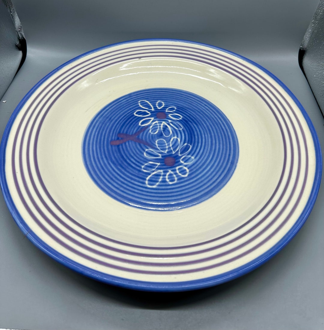 Pfaltzgraff Stoneware Mexico BAJA Purple Blue Stripe Chop Plate 13” - Etsy