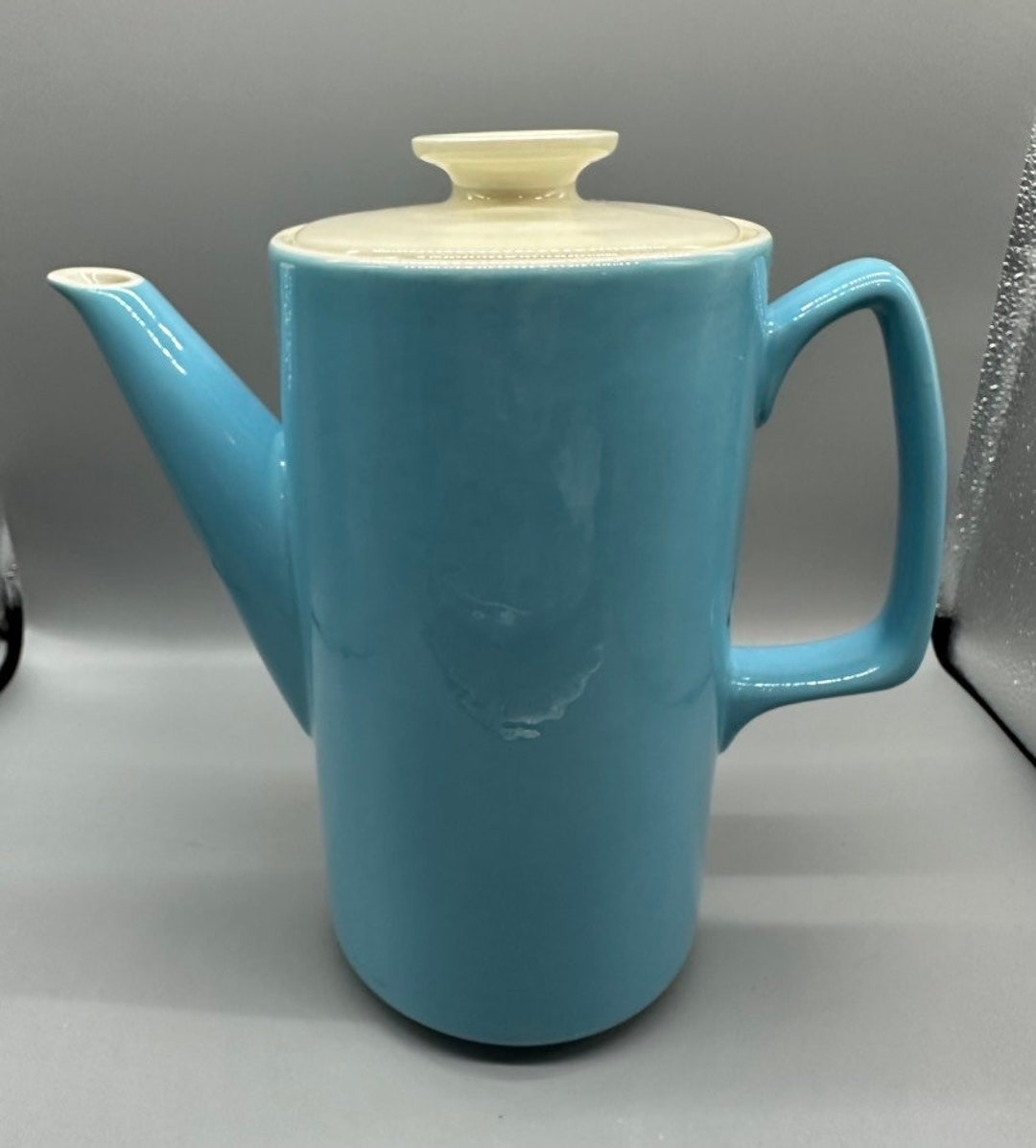 MIKASA Cera-stone Turquoise Aqua Blue & White TEAPOT Mid Century - Etsy