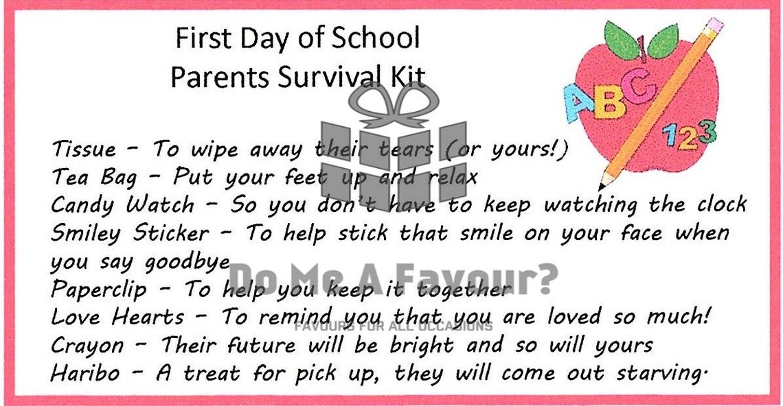 First Day of School Parents Survival Kit | Etsy