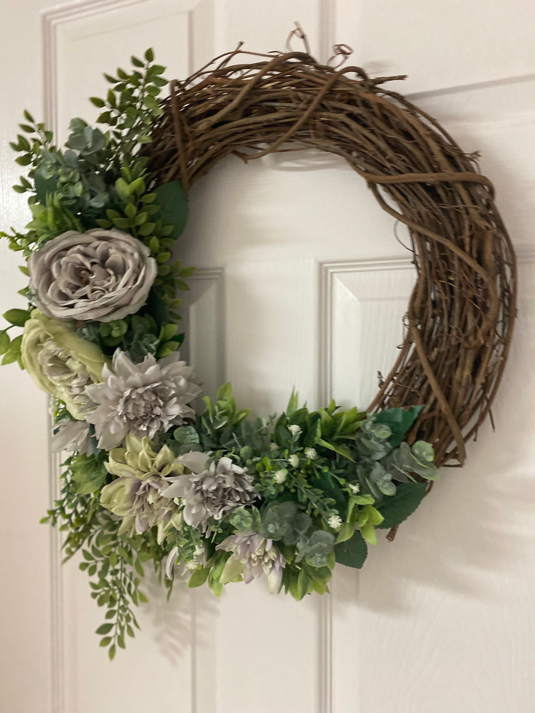 Greenery wreath wreaths for front door year round wreath | Etsy