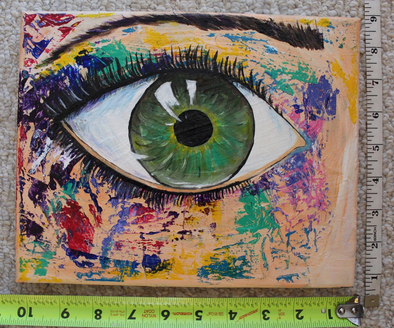 Original abstract realism painting of colorful eye. Acrylic | Etsy