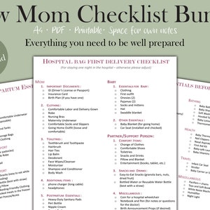 Ultimate Printable Checklists for New Moms – Baby Essentials, Hospital ...