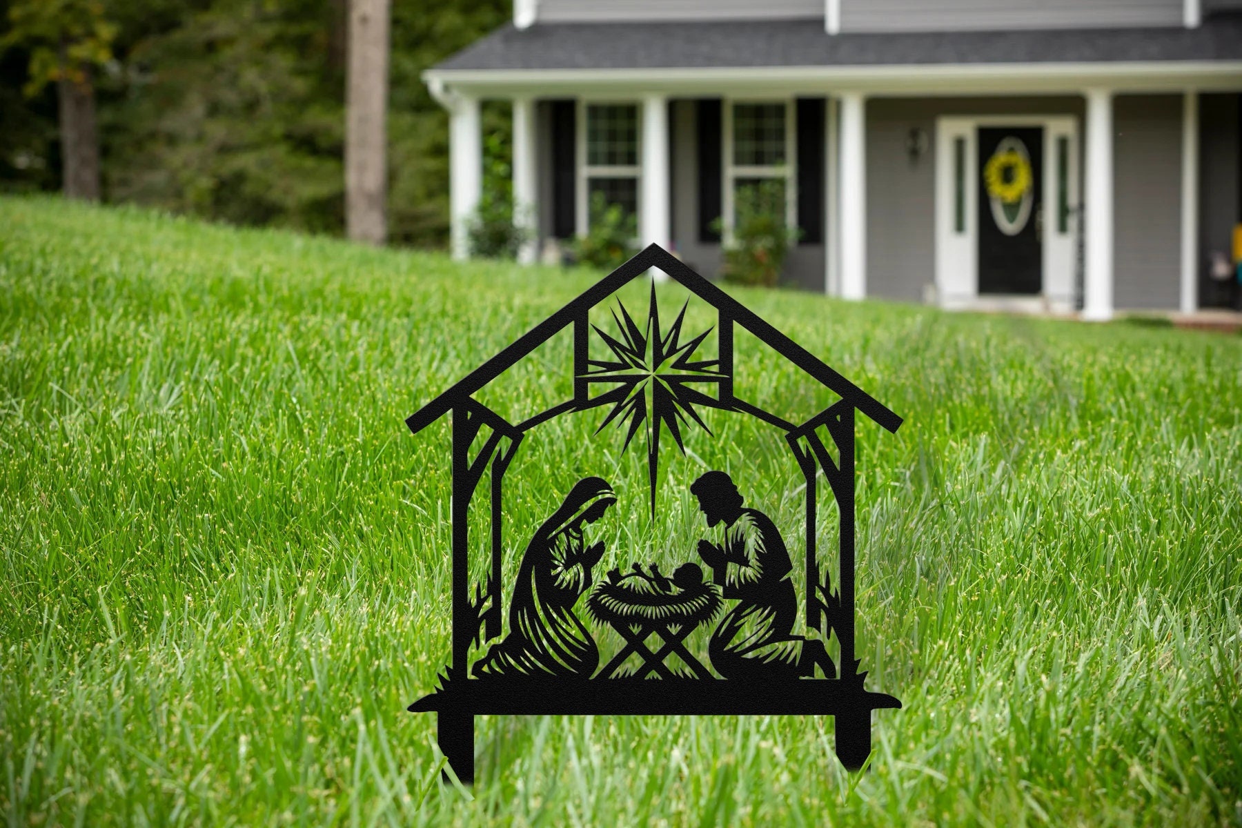 Nativity Scene Metal Yard Sign-lawn Decor-housewarming Baptism ...