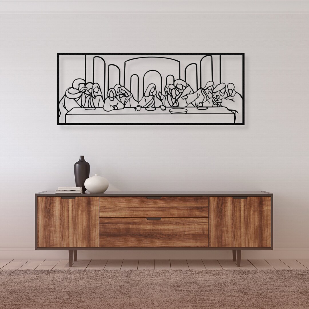 Jesus Last Supper Metal Wall Art Religious Decor Minimalist Christian ...