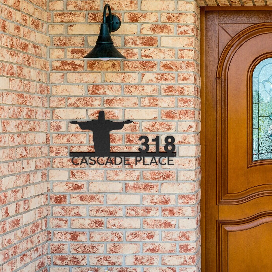 Metal House Number Personalized Address Sign With Jesus Christ the ...