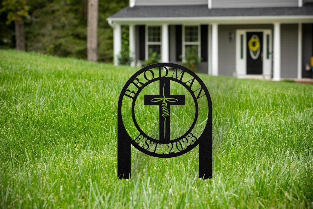 Personalized Family Name Metal Sign With a Faith Cross-custom Monogram ...