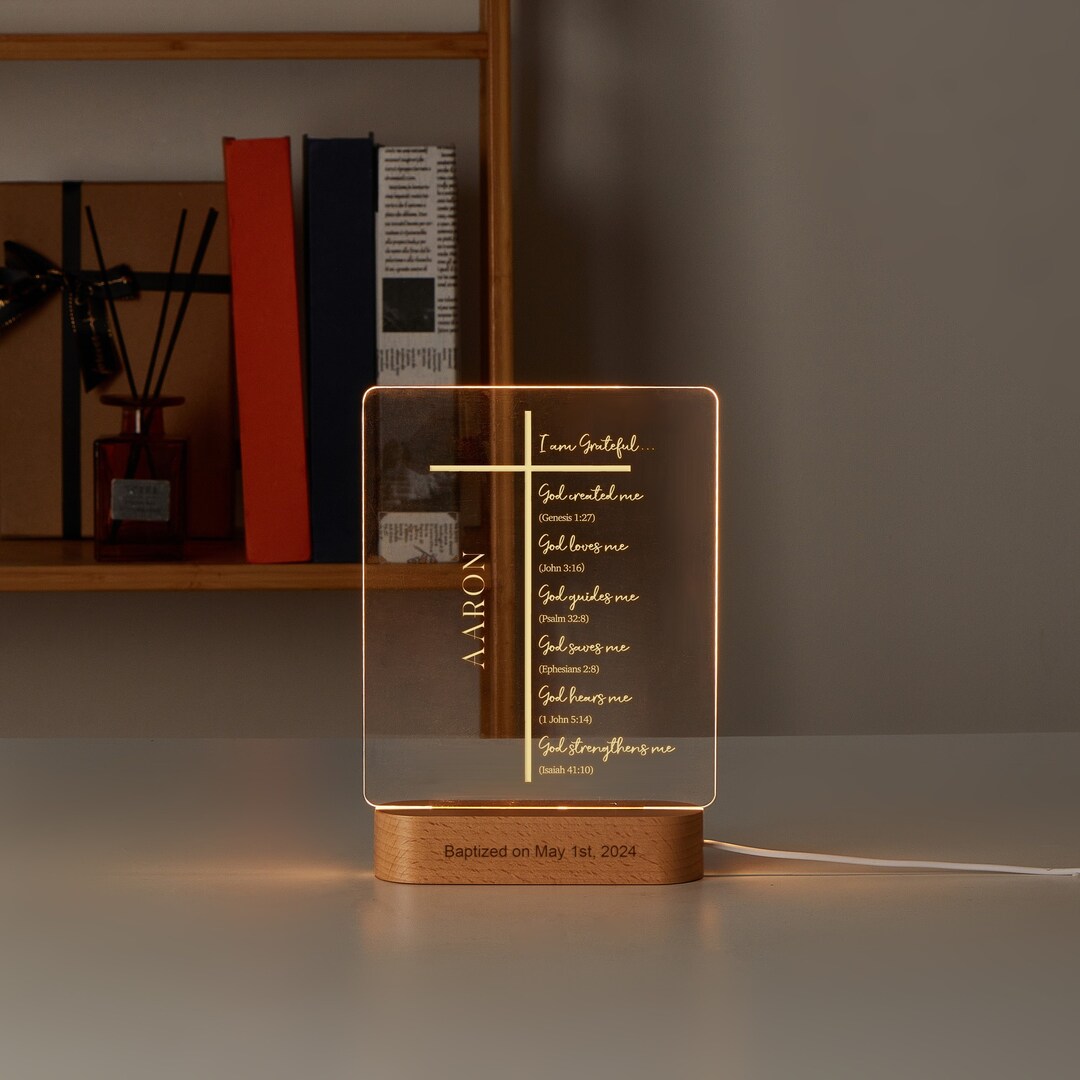 Custom Name LED Night Light-personalized Bible Verse Cross Art ...