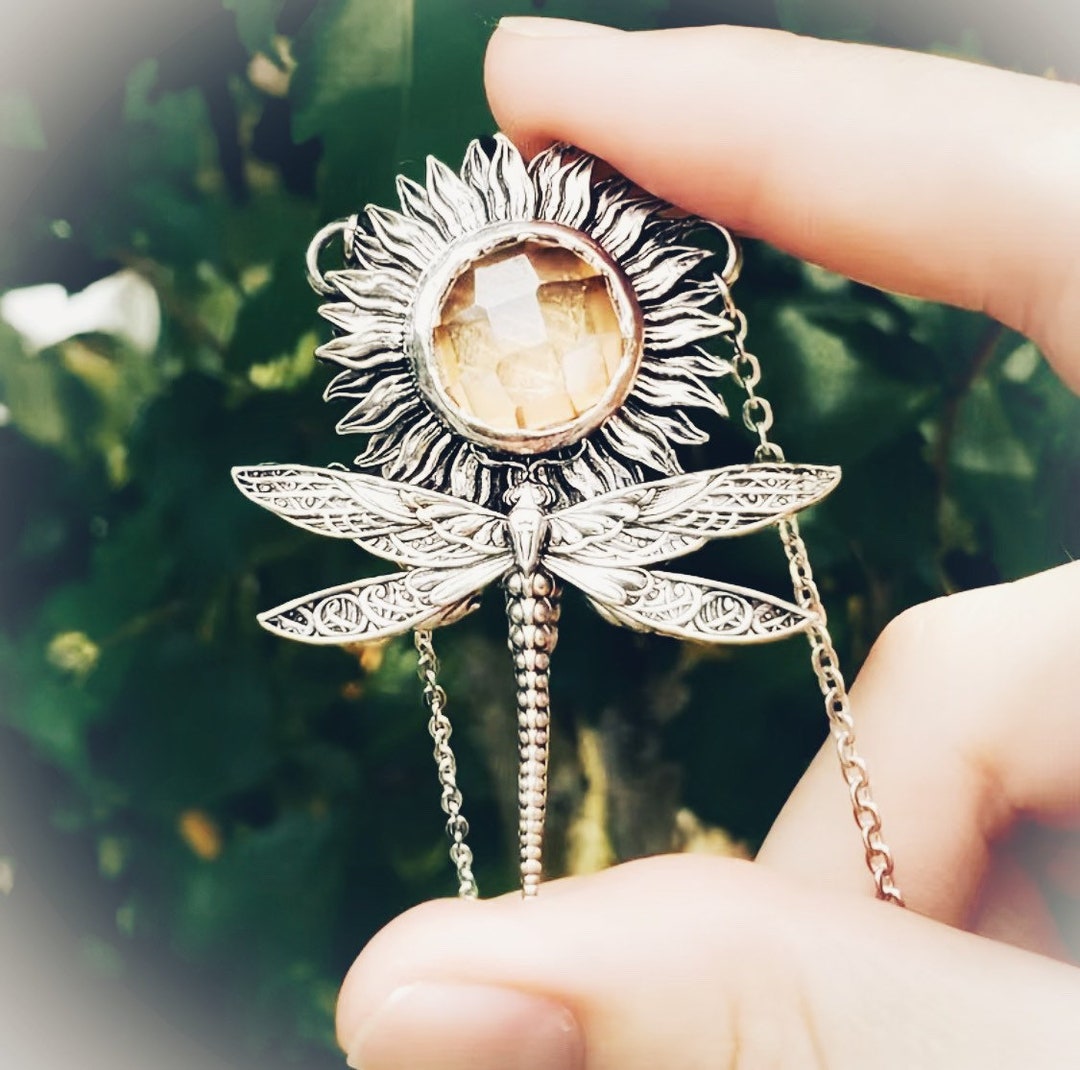Youre Always With Me/good Luck Dragonfly & Sun Drop Necklace/charged ...