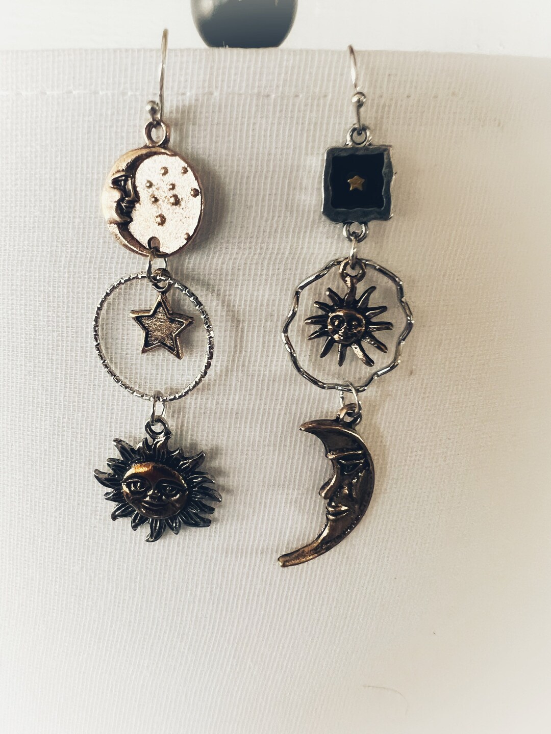 Gold and Silver Sun & Moon Magic Drop Earrings/charged and Blessed/ - Etsy