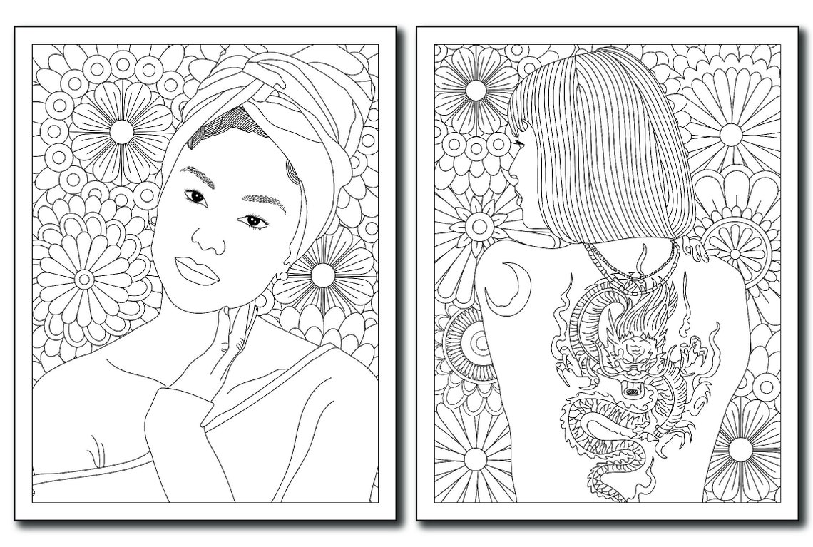 Women in Luxury & Self Care | Set of 10 Coloring Pages | Instant ...