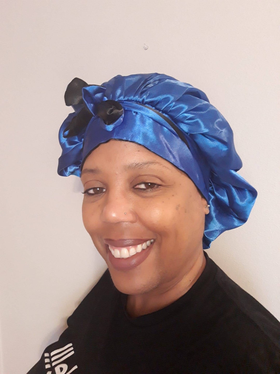 Satin Bonnet With Edge Tie- Double Layer, Reversible, No Budge - Etsy
