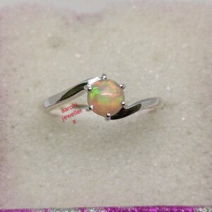 Genuine Opal Ring Sterling Silver Simple Promise Ring - Etsy