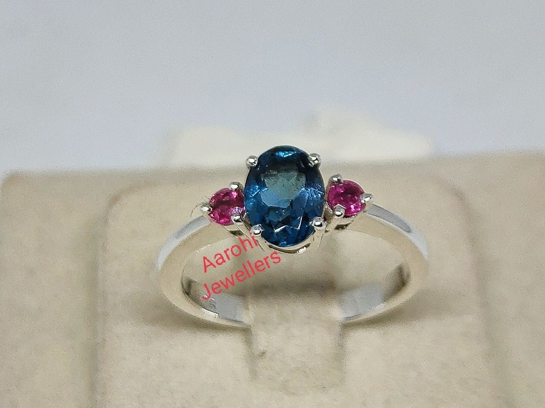 London Blue Topaz in Ruby Ring, Engagement Ring Handmade Ring, 925 ...
