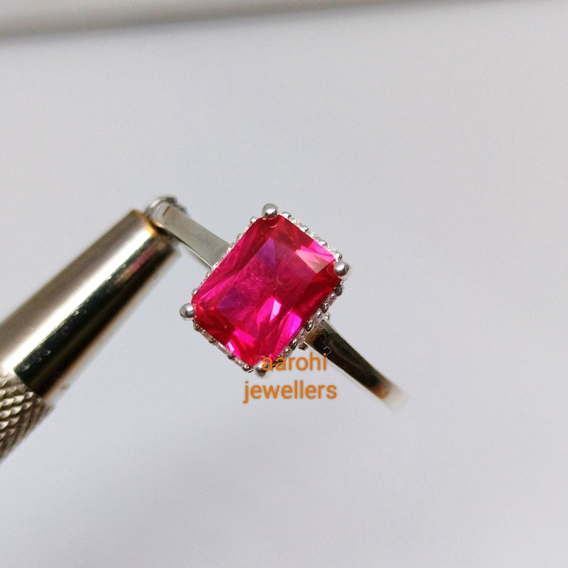 Emerald Cut Ruby Ring - Etsy