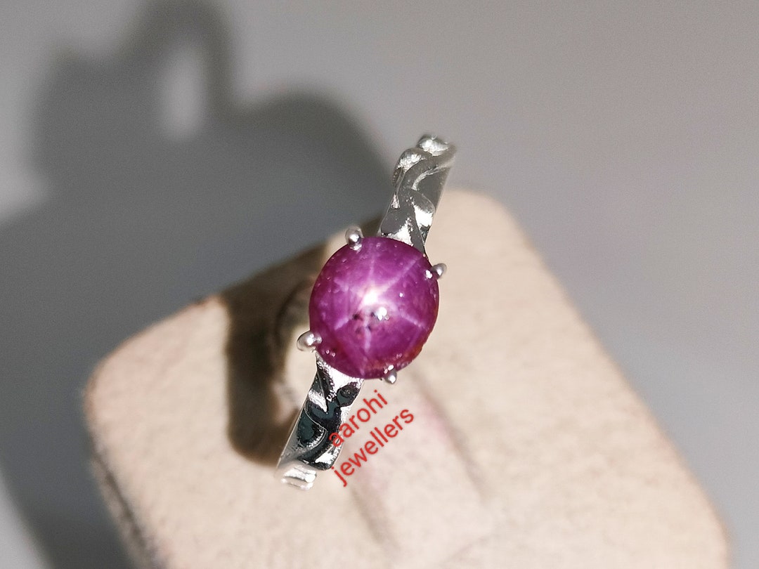 Minimalist Star Ruby Ring: July Birthstone, 925 Sterling Silver - Etsy