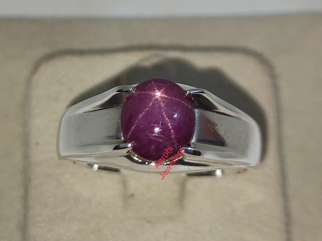 Natural Star Ruby Ring, Men's Ring, Handmade Ring,925 Sterling Silver ...