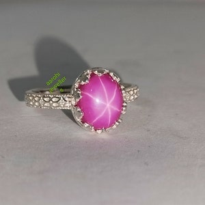 Vintage Pink Star Sapphire Ring, Engagement Ring, 925 Sterling Silver ...