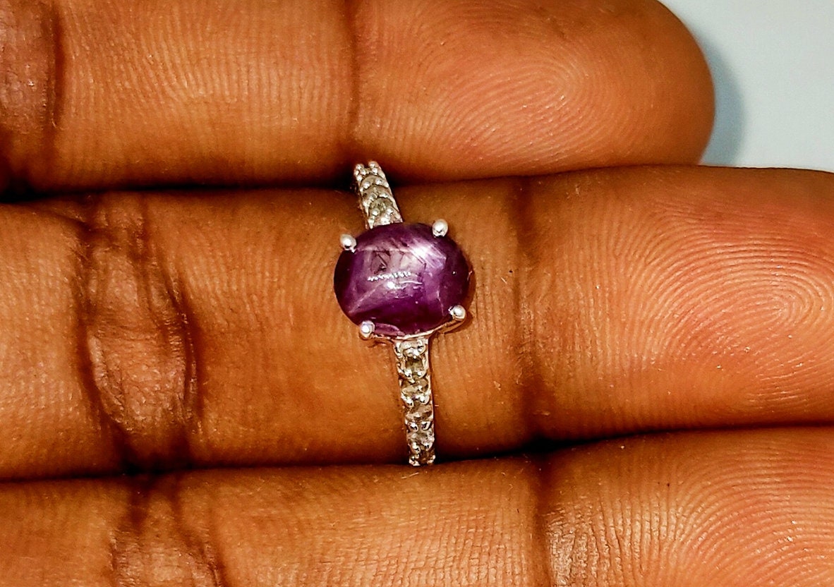 Vintage Star Ruby Silver Ring Diamond Ring Elegant - Etsy