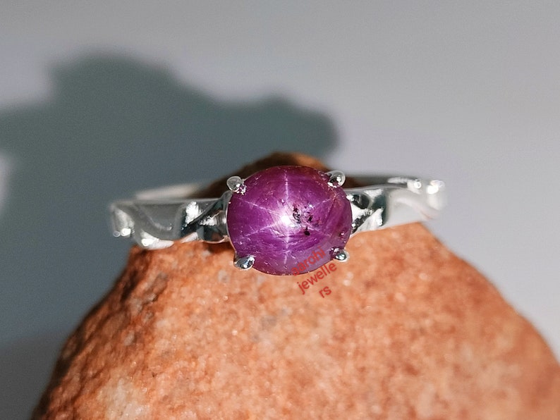 Minimalist Star Ruby Ring: July Birthstone, 925 Sterling Silver - Etsy