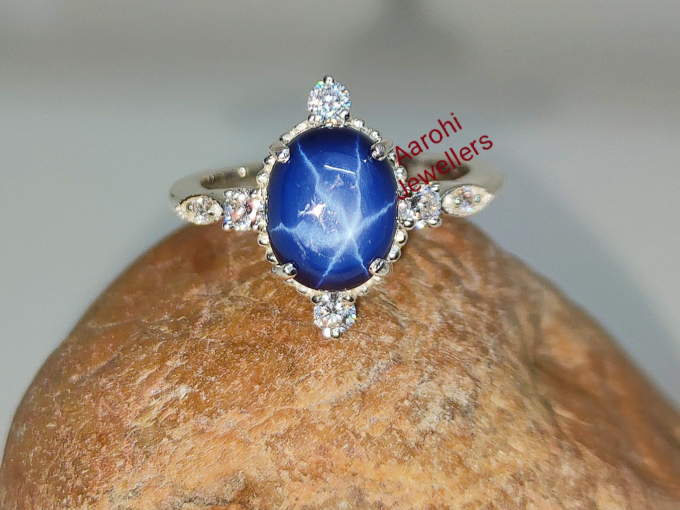 Blue Star Sapphire Ring Star Stacking Rings925 Silver Blue - Etsy