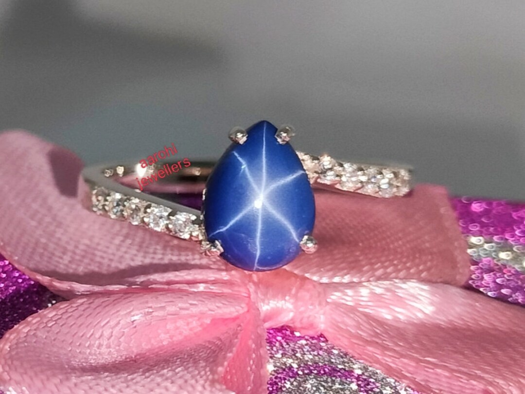Vintage Blue Star Sapphire Ring: Minimalist 925 Sterling Silver - Etsy