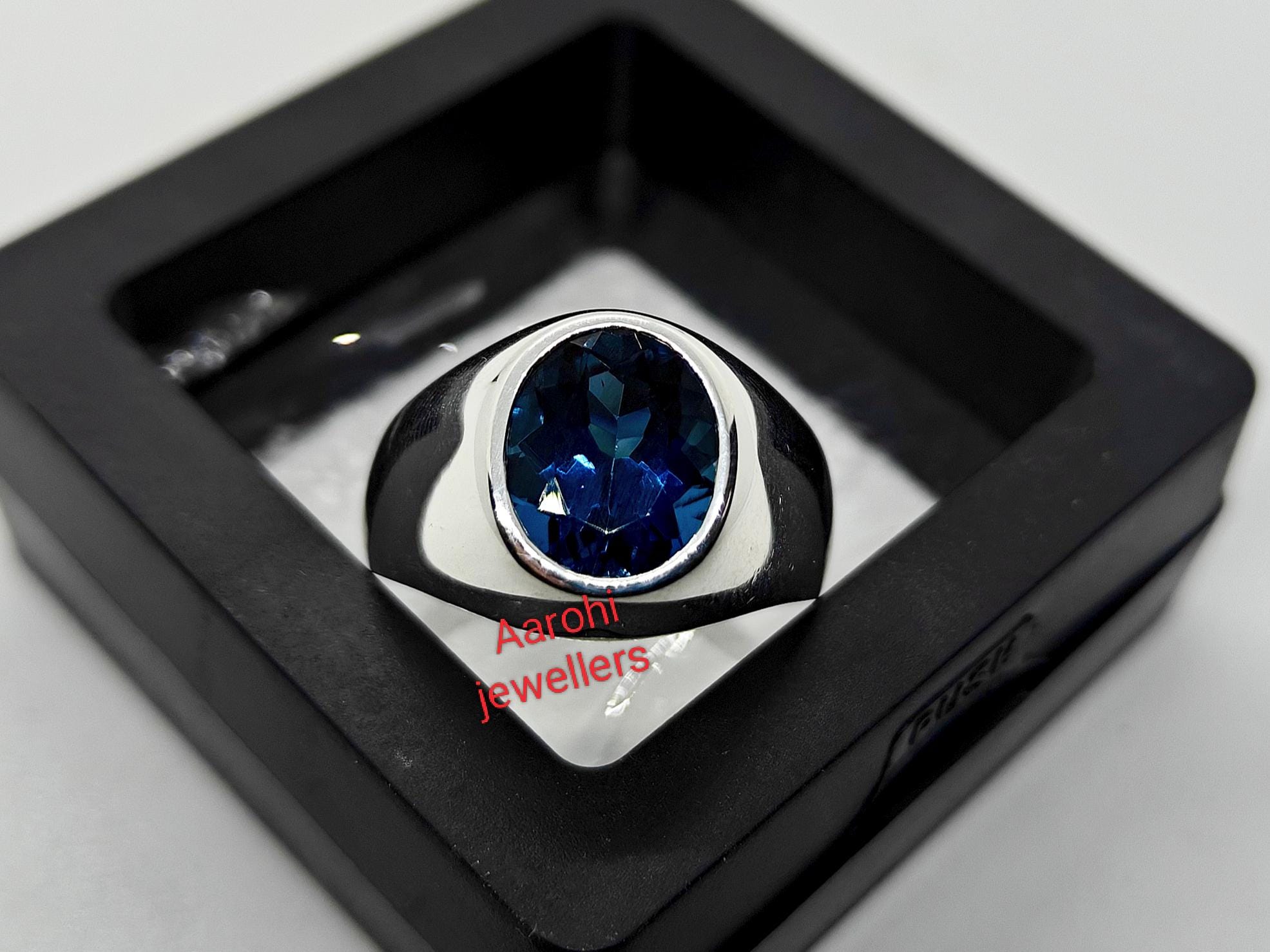 London Blue Topaz Ring: Sterling Silver Men's Signet, December ...