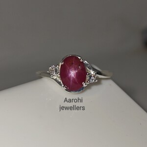 Genuine Star Ruby Ring, Star Ruby Women Ring, 925 Sterling Silver, Engagement Ring, Wedding Ring ...
