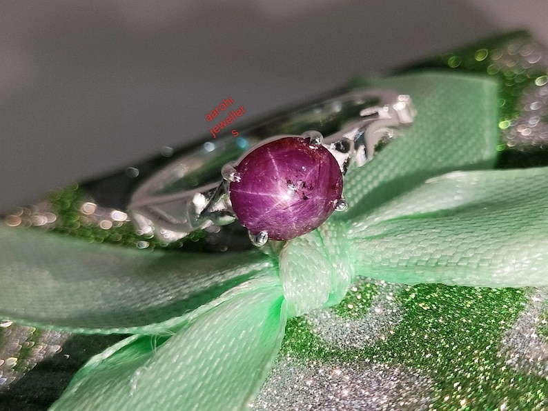 Minimalist Star Ruby Ring: July Birthstone, 925 Sterling Silver - Etsy