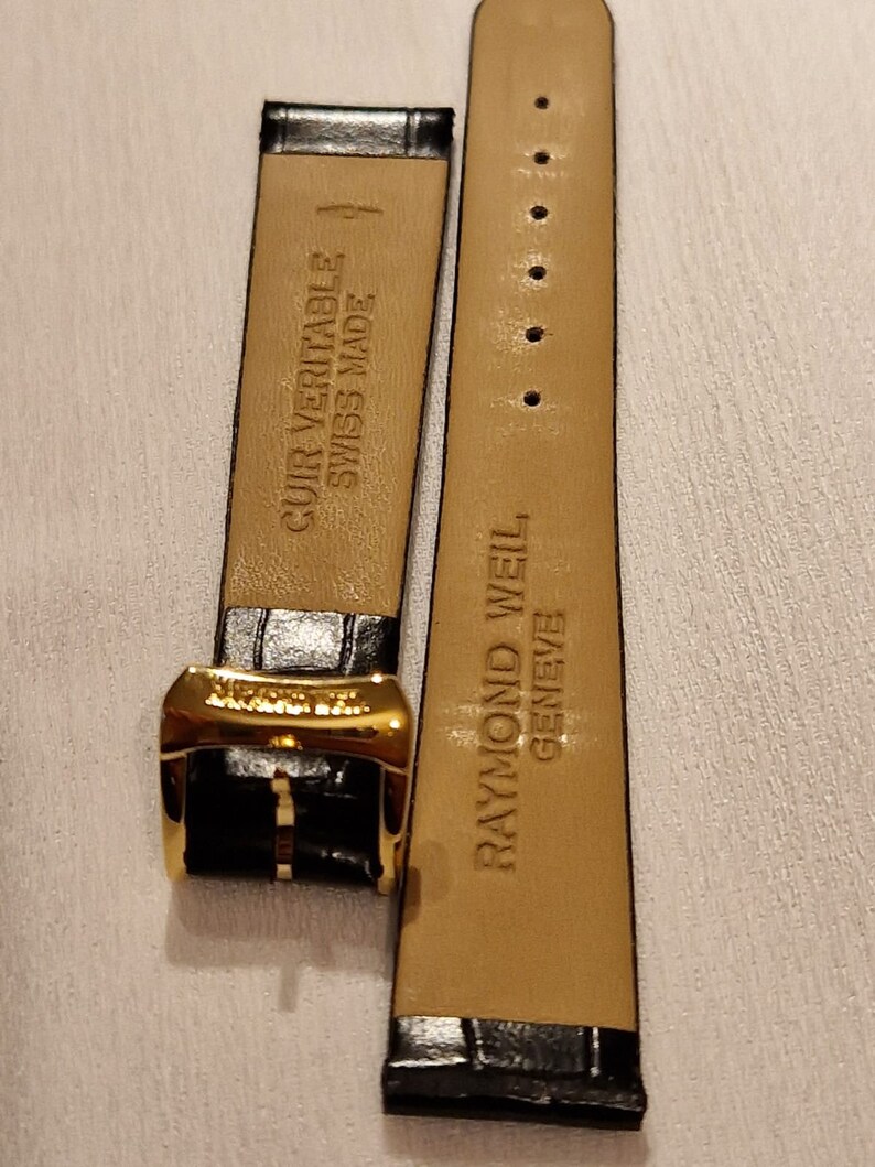 Raymond Weil Genuine Strap, Genuine Leather, Crocodile Pattern, Black ...
