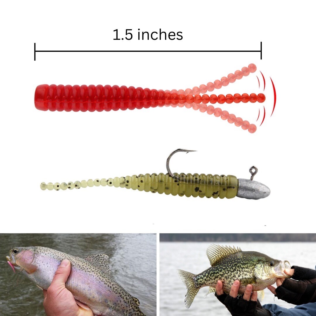 Micro Ultralight Finesse 1.5 Crappie Panfish Trout Soft Plastic Bait 10 ...