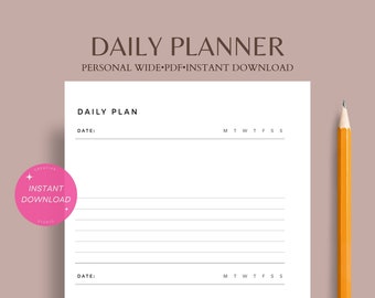 Daily Planner Personal 2 Days on One Page Layout Template - Etsy