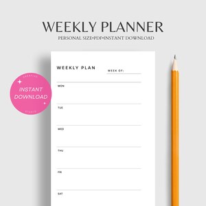 Weekly Planner | Personal Size Printable Insert PDF | Undated Schedule ...