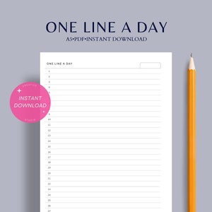 One Line a Day | A5 Undated Printable Insert | Minimal Planner | Daily ...
