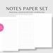 Notes Paper Set | Personal Size Printable Insert Pdf | Blank Line, Grid ...