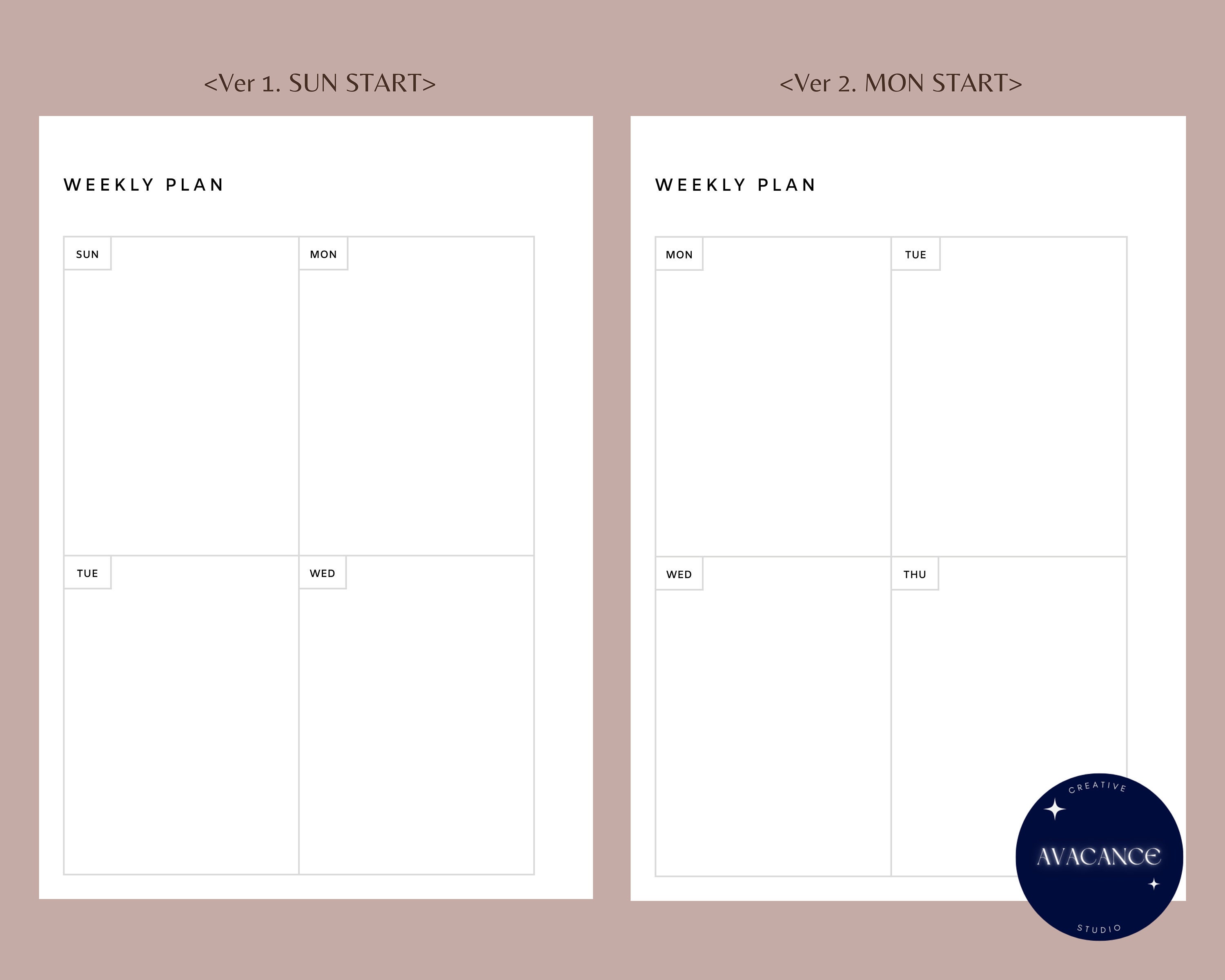 Weekly Planner | Personal Wide Insert | Undated WO2P | 2 Pages Week at ...