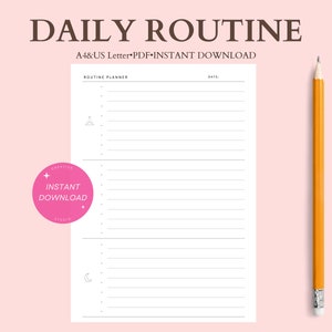 Daily Routine Planner | A4&US Letter Undated Printable Insert | Habit ...