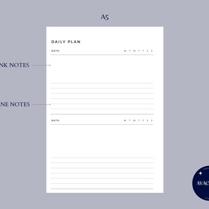 Daily Planner | A5 Printable Insert | 2days on 1page Layout Template ...