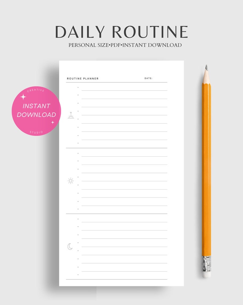 Daily Routine Planner | Personal 2 Page Undated Printable Insert ...