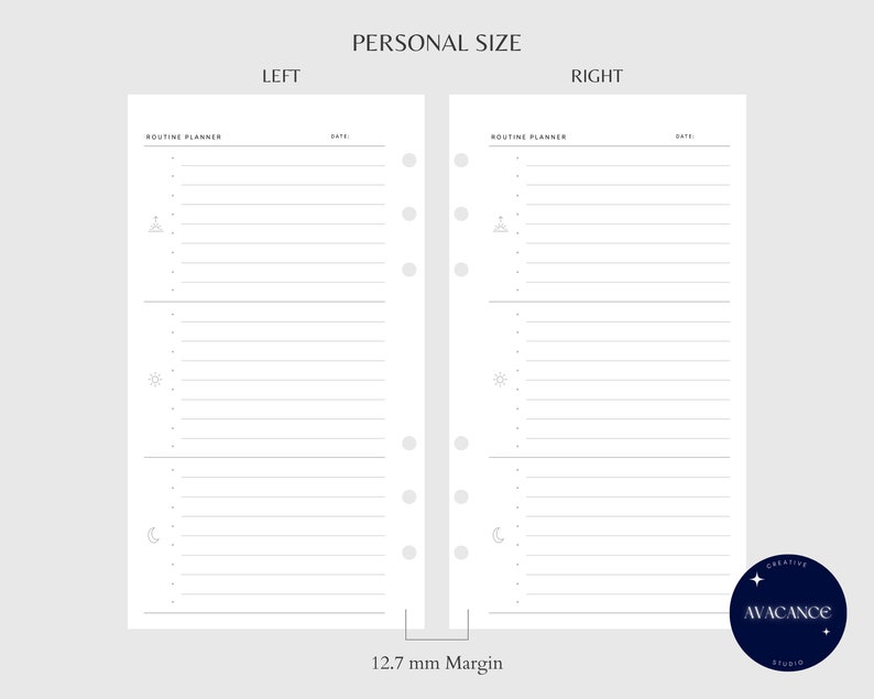 Daily Routine Planner | Personal 2 Page Undated Printable Insert ...