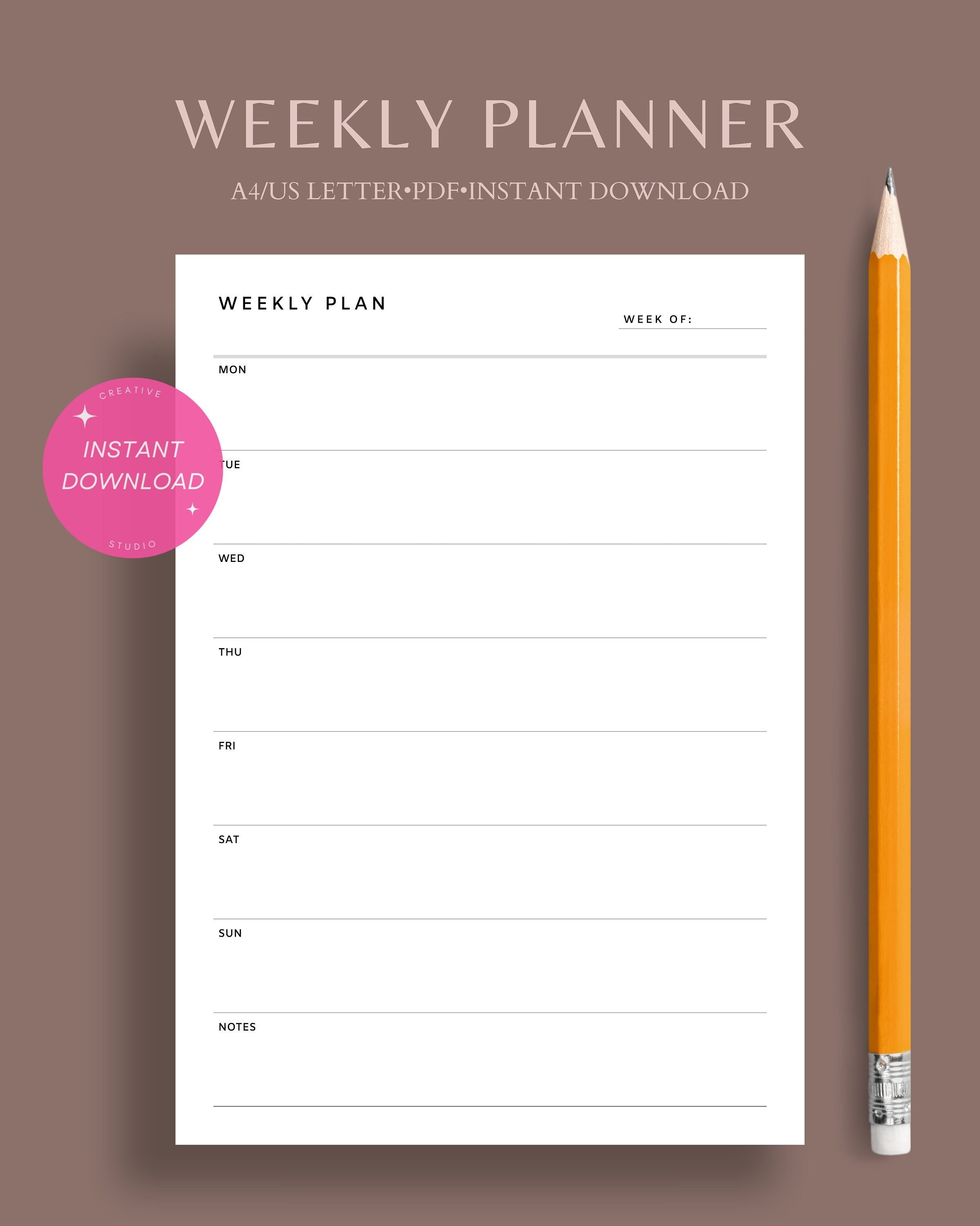 Weekly Planner | A4&US Letter Printable Insert | WO1P Layout Template ...