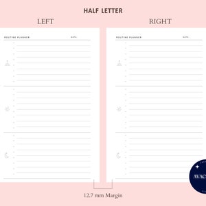 Daily Routine Planner | Half Letter Undated Printable Insert | Habit ...