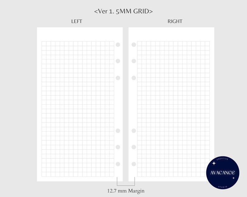 Notes Paper Set | Personal Size Printable Insert Pdf | Blank Line, Grid ...