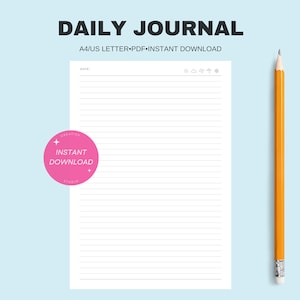 Daily Journal | Undated A4&US Letter Printable Insert | Simple Layout ...