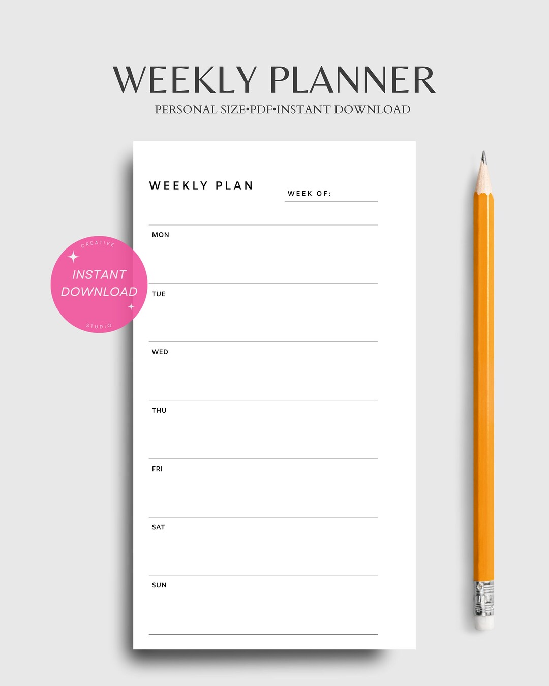 Weekly Planner Personal Size Printable Insert PDF Undated - Etsy