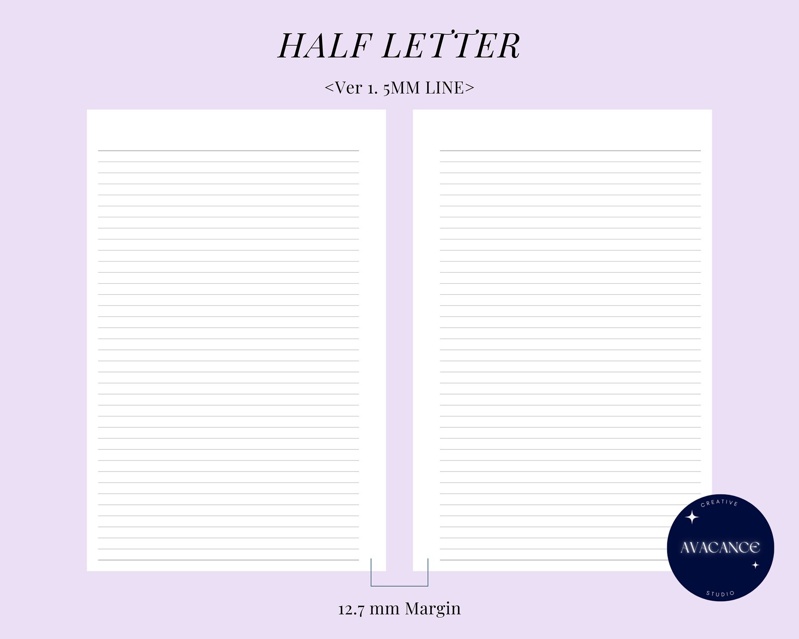 Notes Paper Set | Half Letter Printable Pages Pdf | Blank Line, Grid ...