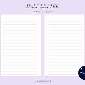 Notes Paper Set | Half Letter Printable Pages Pdf | Blank Line, Grid ...