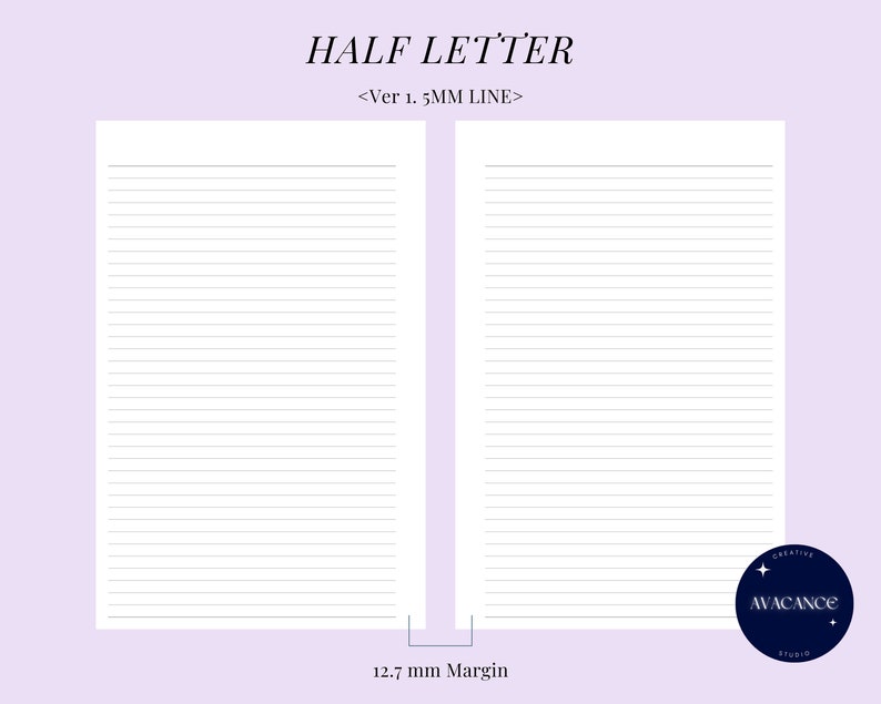 Notes Paper Set | Half Letter Printable Pages Pdf | Blank Line, Grid ...